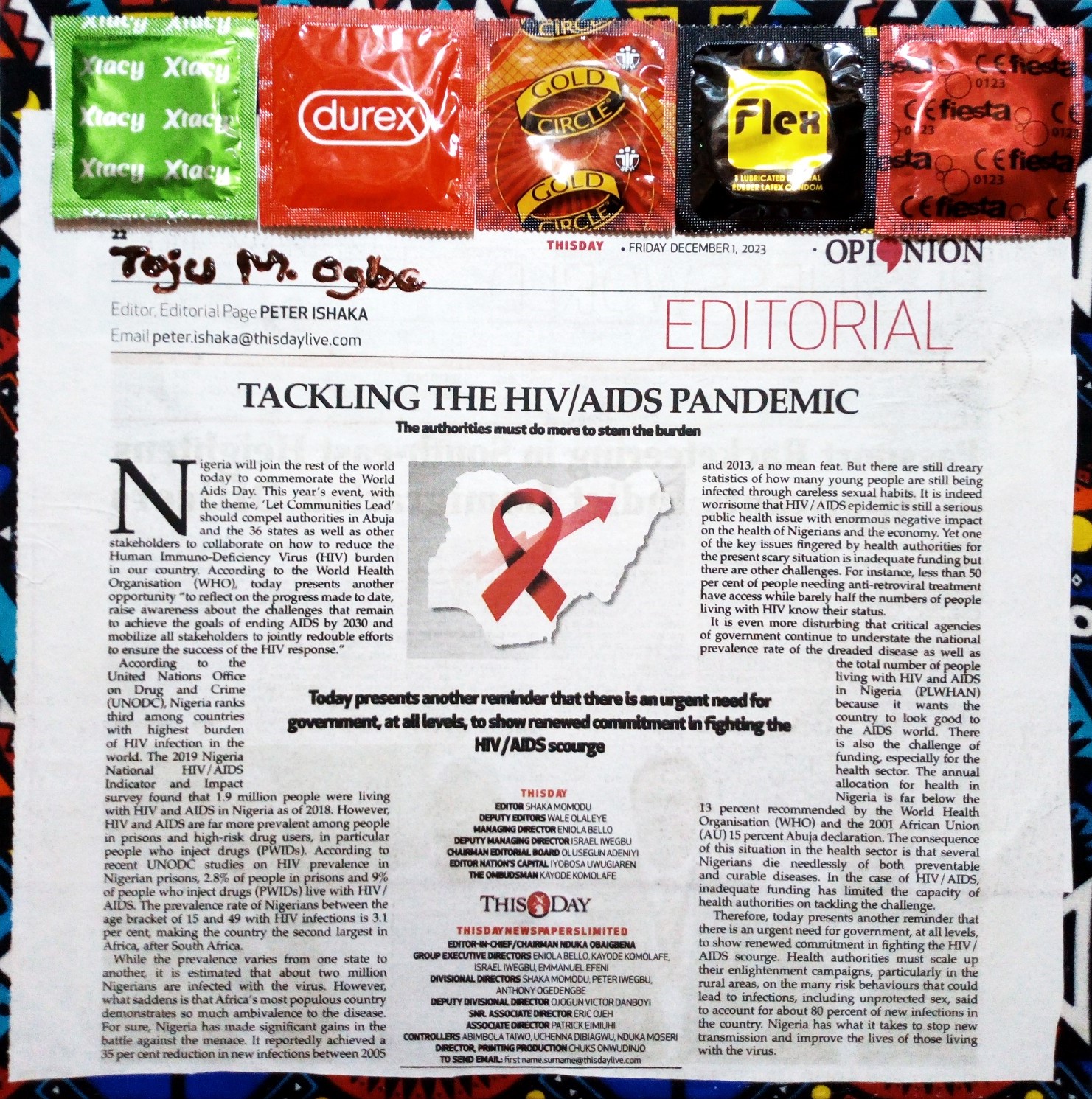 Nigerian Newspaper Art: World AIDS Day - PositiveNaija