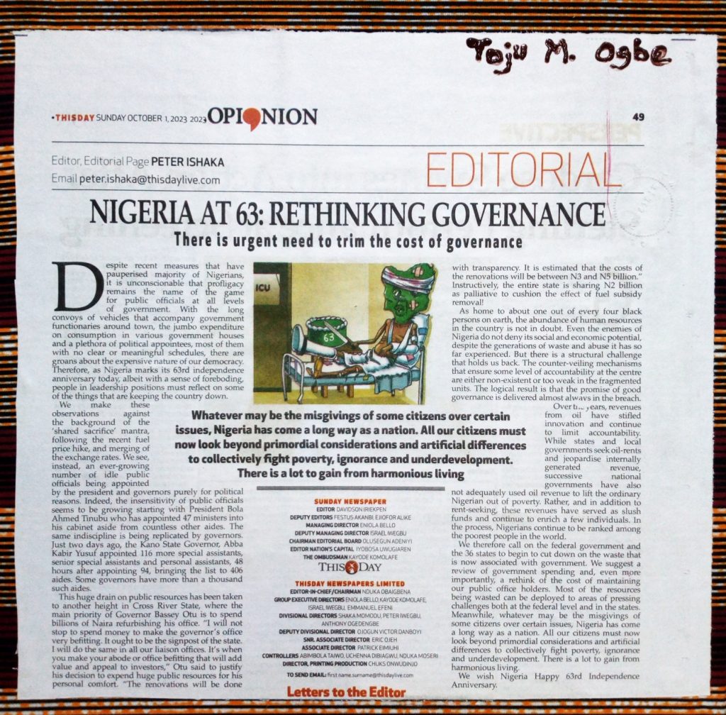 Nigerian Newspaper Art: Nigerian Independence Day - PositiveNaija